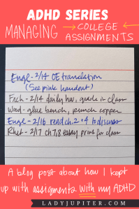 ADHD Series, Managing College Assignments – Lady Jupiter